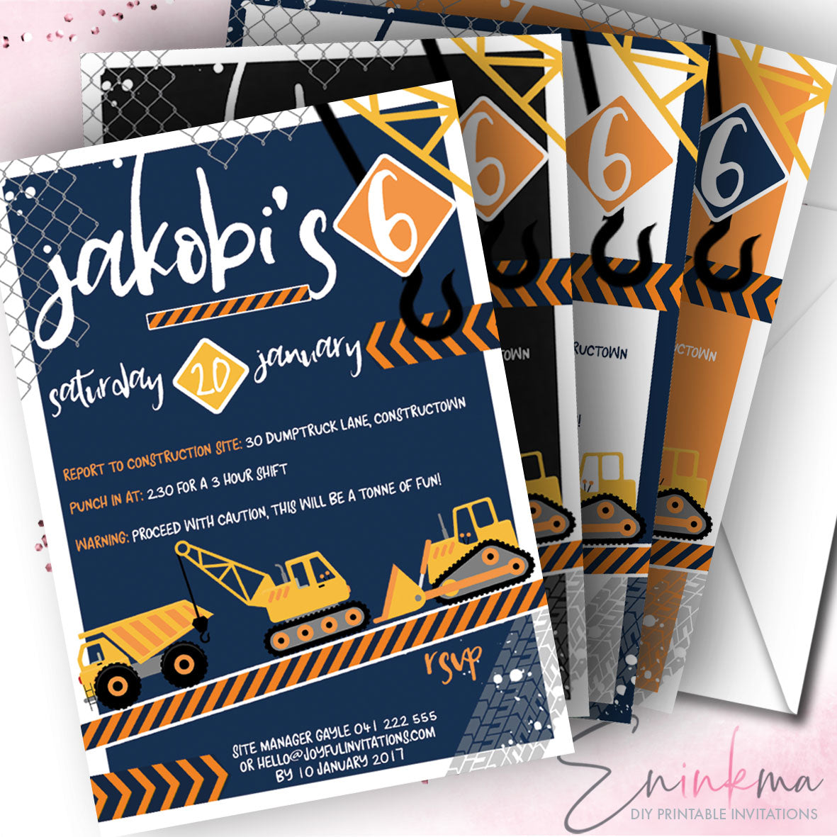 Construction Invitations | Edit, Download and Print Instantly! – Eninkma